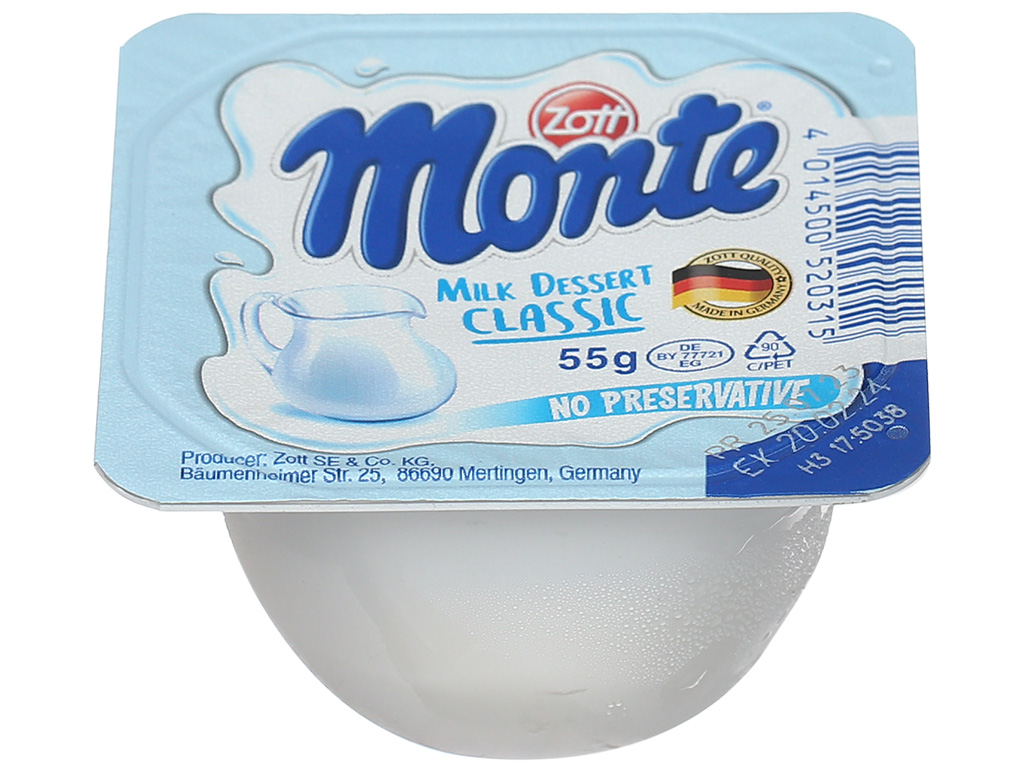 Lốc 4 hộp váng sữa classic Monte 55g