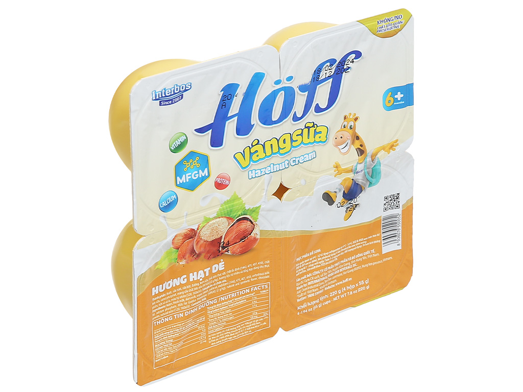 Lốc 4 hộp váng sữa hương hạt dẻ Hoff 55g