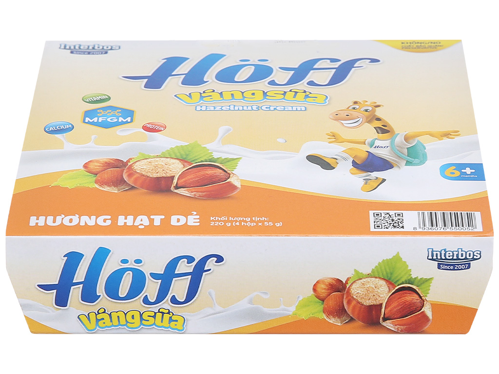 Lốc 4 hộp váng sữa hương hạt dẻ Hoff 55g