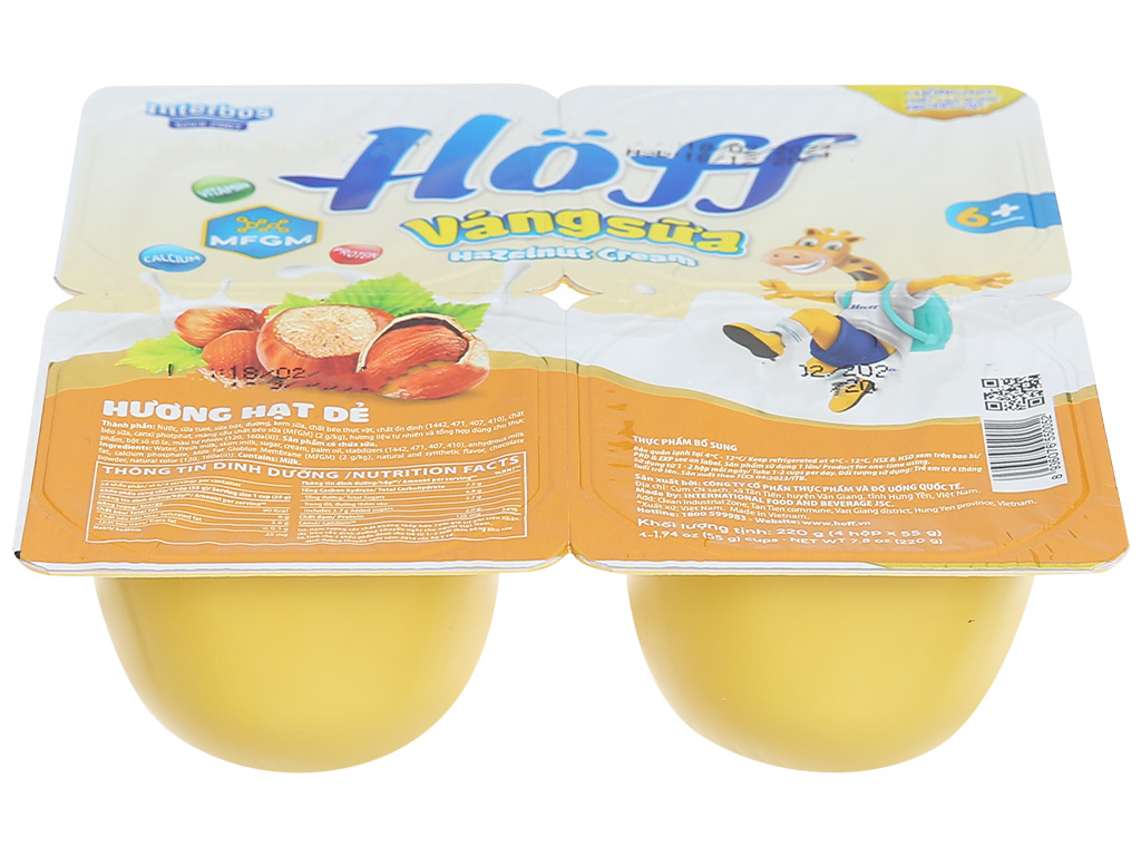 Lốc 4 hộp váng sữa hương hạt dẻ Hoff 55g