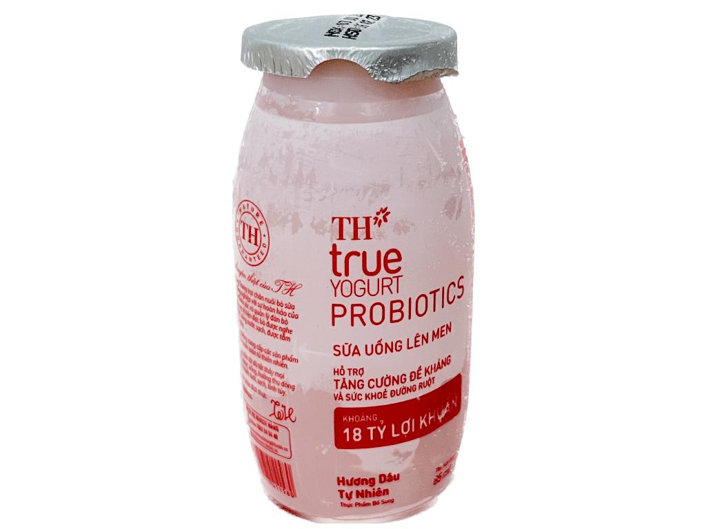 Sữa chua lên men hương dâu TH True Yogurt Probi chai 85ml