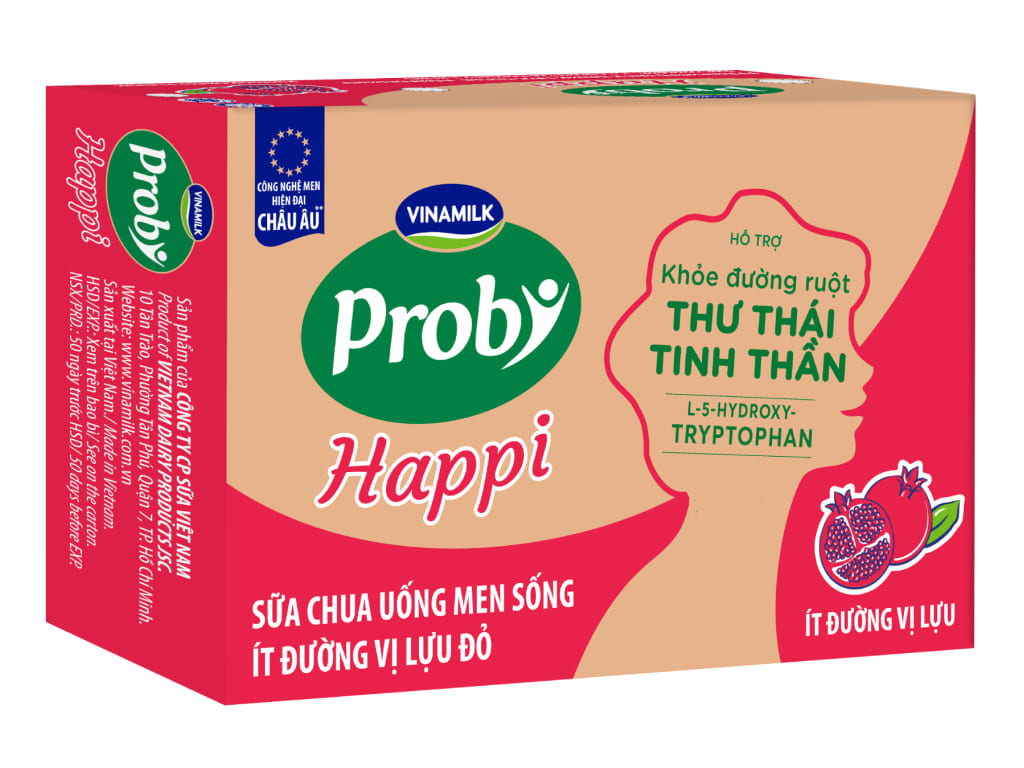 Thùng 24 chai sữa chua ít đường lựu Vinamilk Probi 130ml