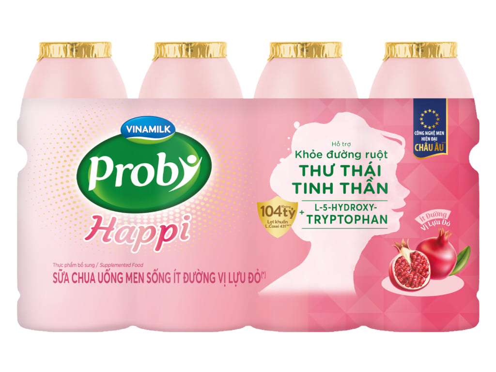 Thùng 24 chai sữa chua ít đường lựu Vinamilk Probi 130ml