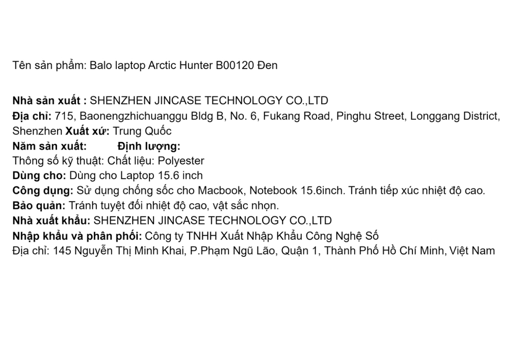 Balo Laptop 15.6 inch Arctic Hunter B00120