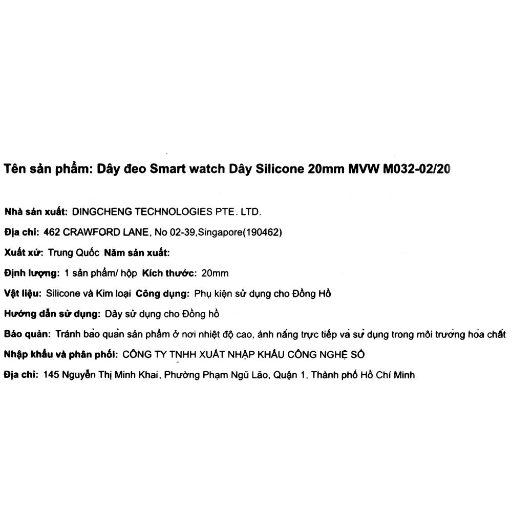 Dây Silicone đồng hồ 20 mm MVW M032-02 Xám giá rẻ, chính hãng