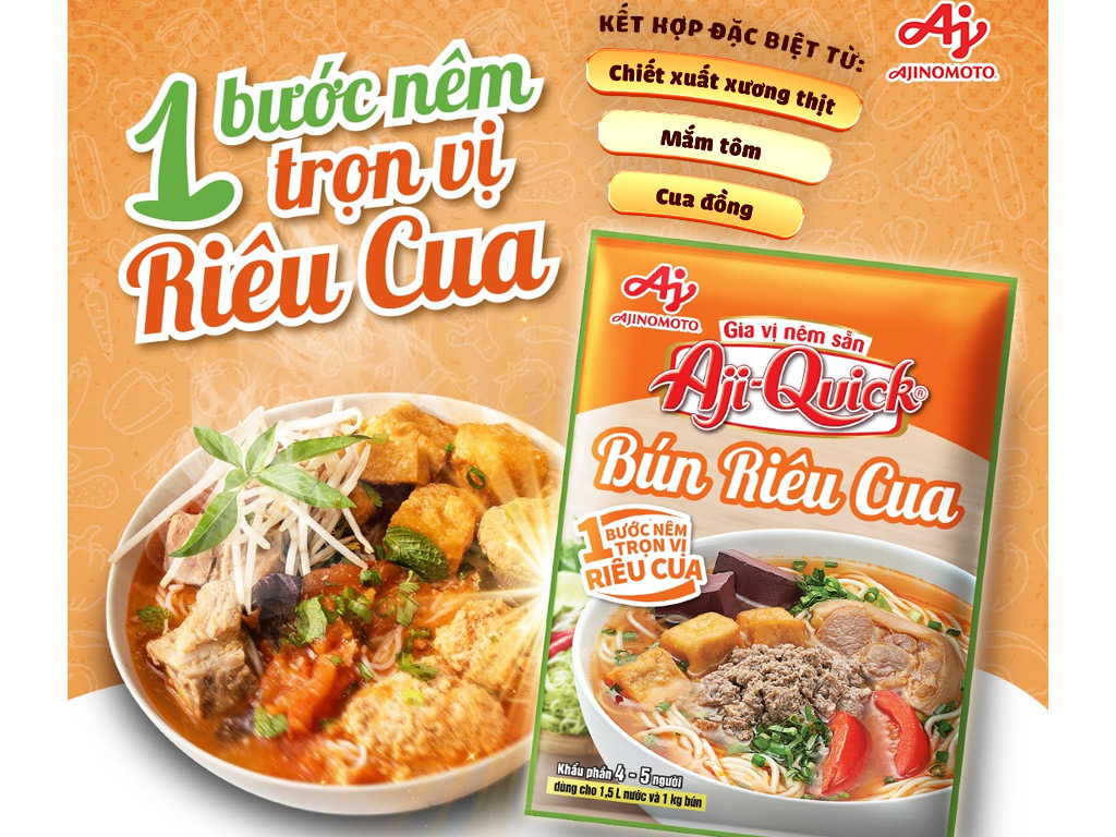 Gia vị nêm sẵn bún riêu cua Aji-Quick 54g tại Bách hóa XANH