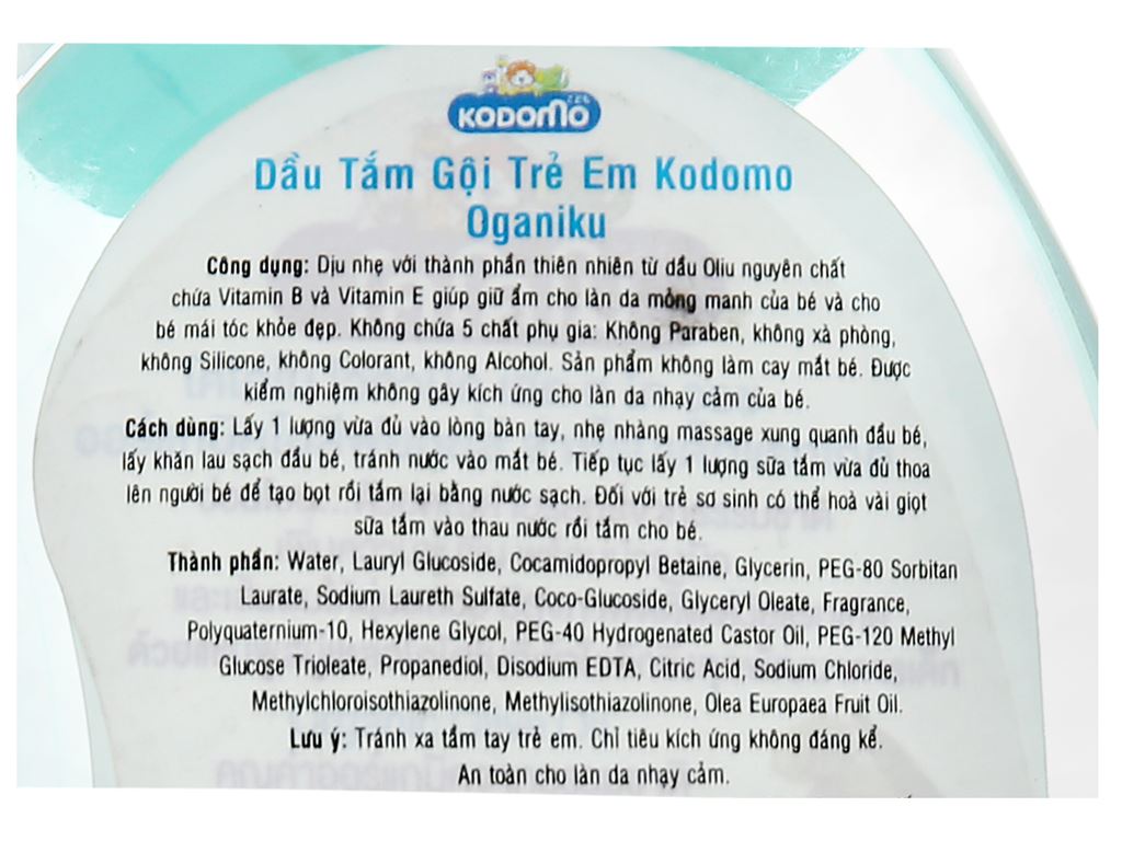 Tắm gội cho bé Kodomo Oganiku 200ml tại Bách hoá XANH