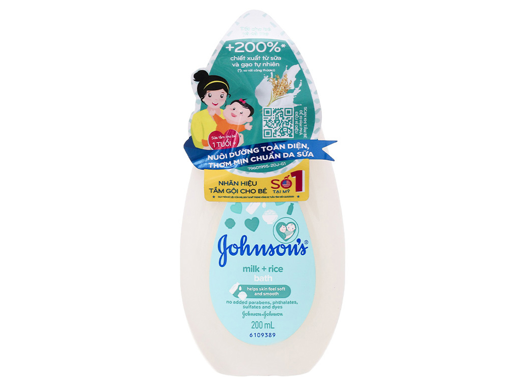 Sữa tắm cho bé Johnson's Baby sữa gạo 200ml Bách hoá XANH