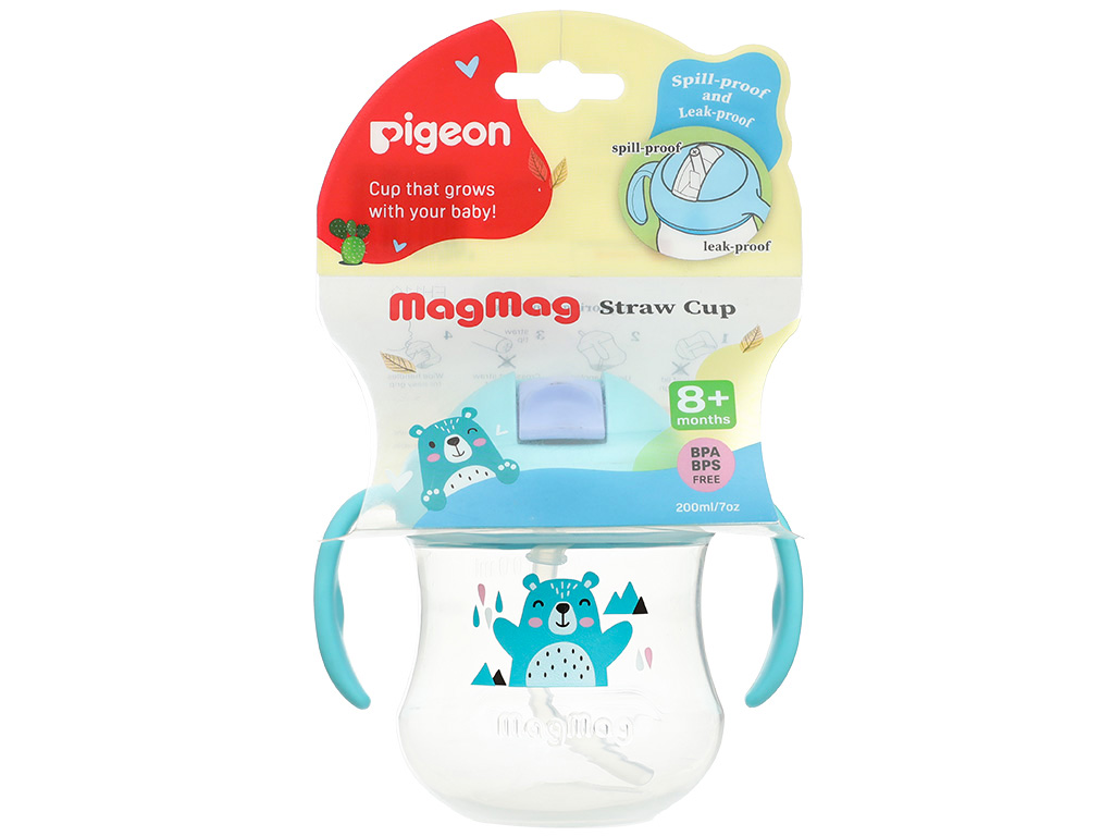 Ly mag mag có ống hút Pigeon xanh 200ml tại Bách hoá XANH
