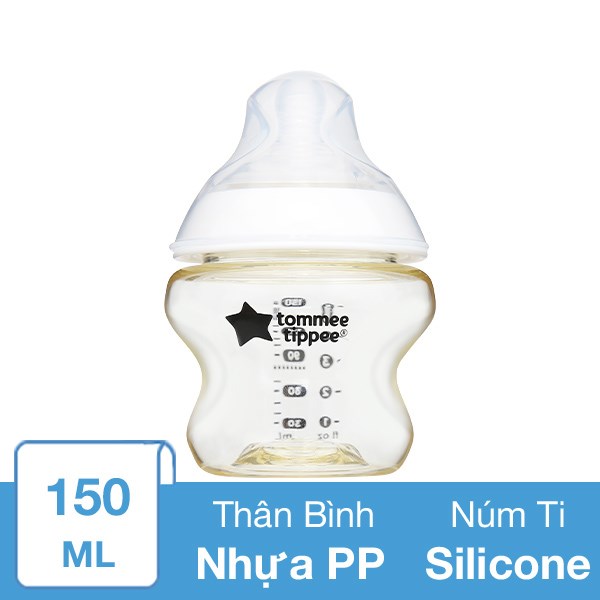 Bình sữa nhựa PPSU Tommee Tippee Natural Start 423936 cổ rộng 150 ml (0 - 3 tháng) an toàn ...