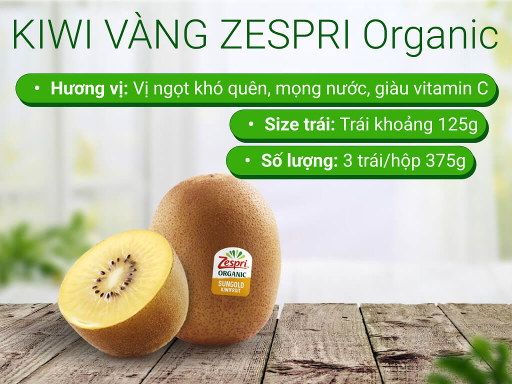 Kiwi vàng Zespri Organic hộp 3 trái tươi ngon
