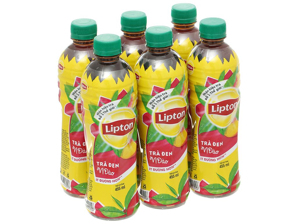 6 chai trà đen Lipton vị đào 455ml giá tốt tại Bách hoá XANH