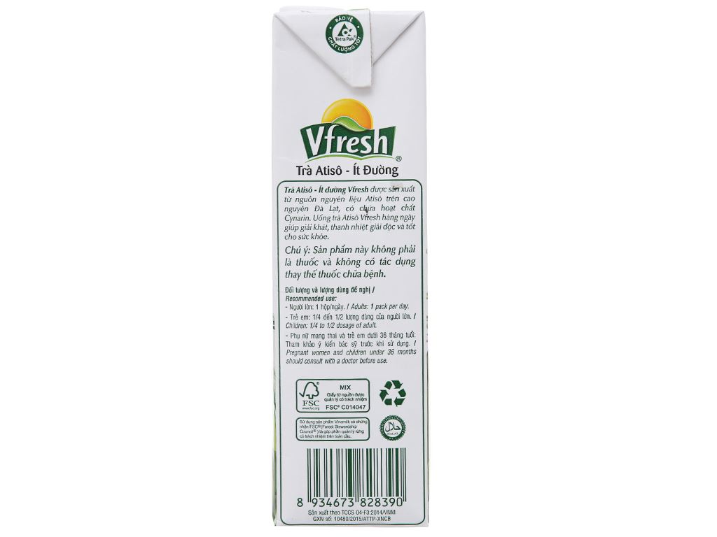 12 hộp trà Vfresh ít đường 1 lít giá tốt tại Bách hoá XANH