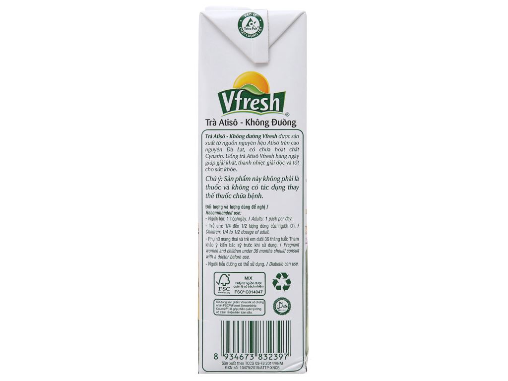 12 hộp Vfresh không đường 1 lít giá tốt tại Bách hoá XANH