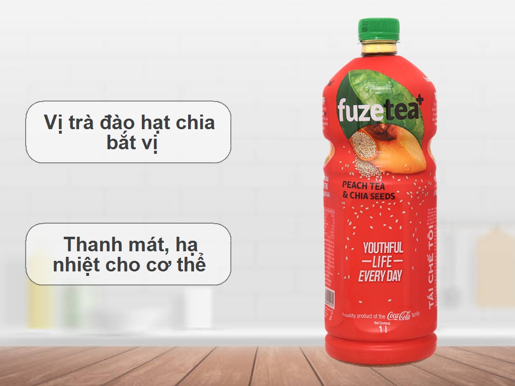 Trà đào và hạt chia Fuze Tea 1 lít giá tốt tại Bách Hoá Xanh