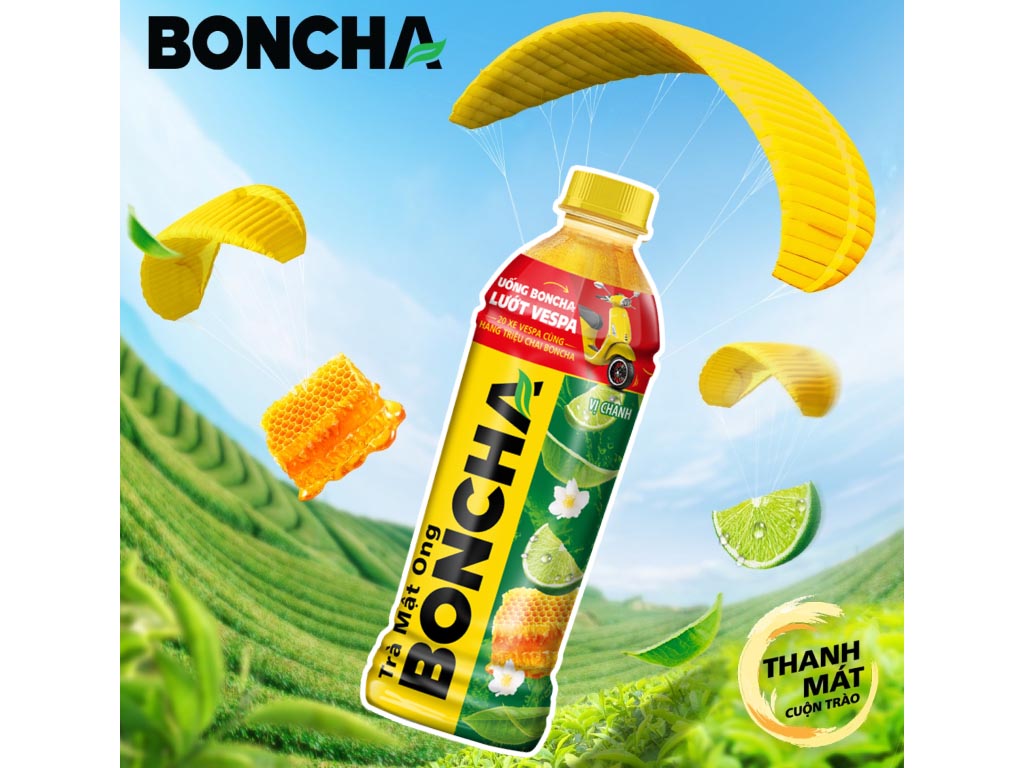Thùng 24 chai trà mật ong Boncha vị chanh chai 450ml giá tốt