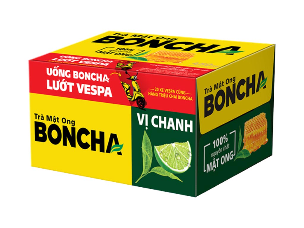 Thùng 24 chai trà mật ong Boncha vị chanh chai 450ml giá tốt