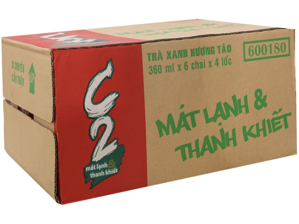 Thùng 24 chai trà C2 vị táo 360ml giá tốt tại Bách hoá XANH