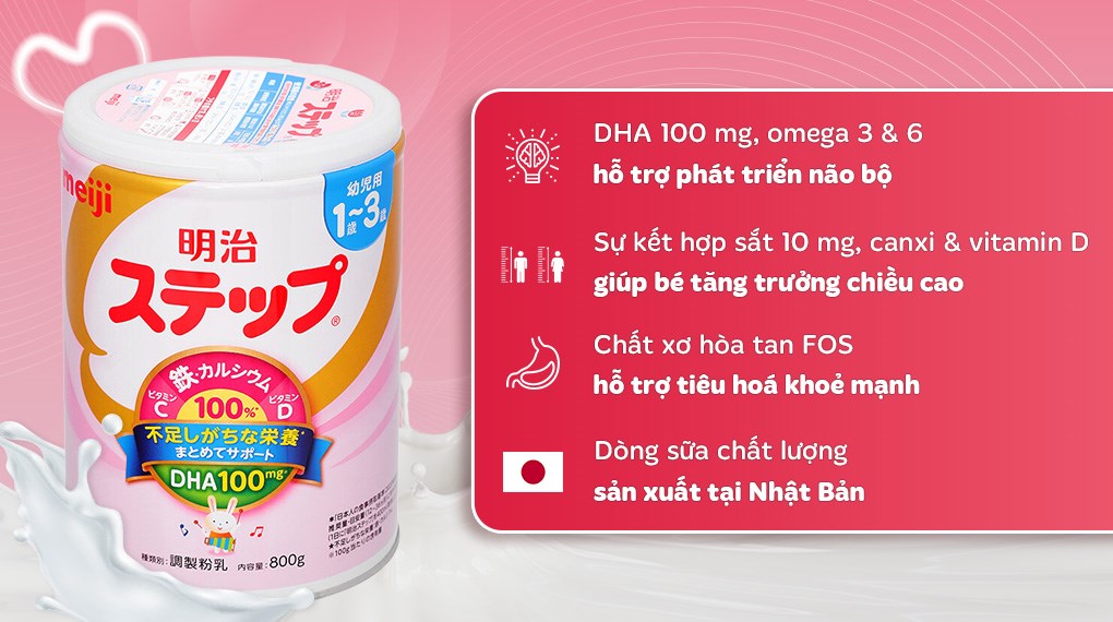 Sữa Meiji Step Milk có muỗng 800g (1-3 tuổi) nội địa Nhật - AVAKids.com