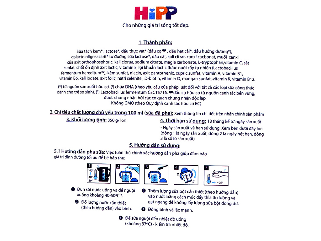 Sữa bột HiPP 3 Combiotic Organic lon 350g tại Bách hoá XANH