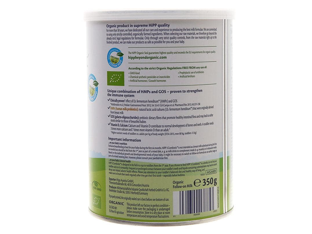 Sữa bột HiPP 3 Combiotic Organic lon 350g tại Bách hoá XANH