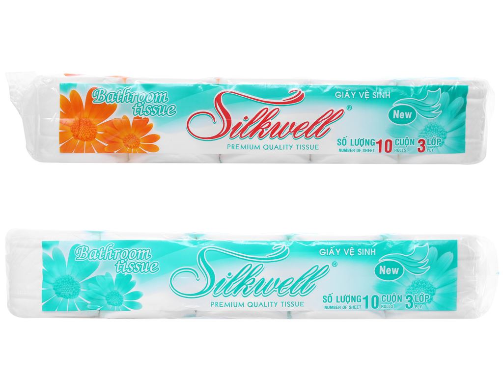10 cuộn giấy Silkwell xanh 3 lớp giá tốt tại Bách hoá XANH
