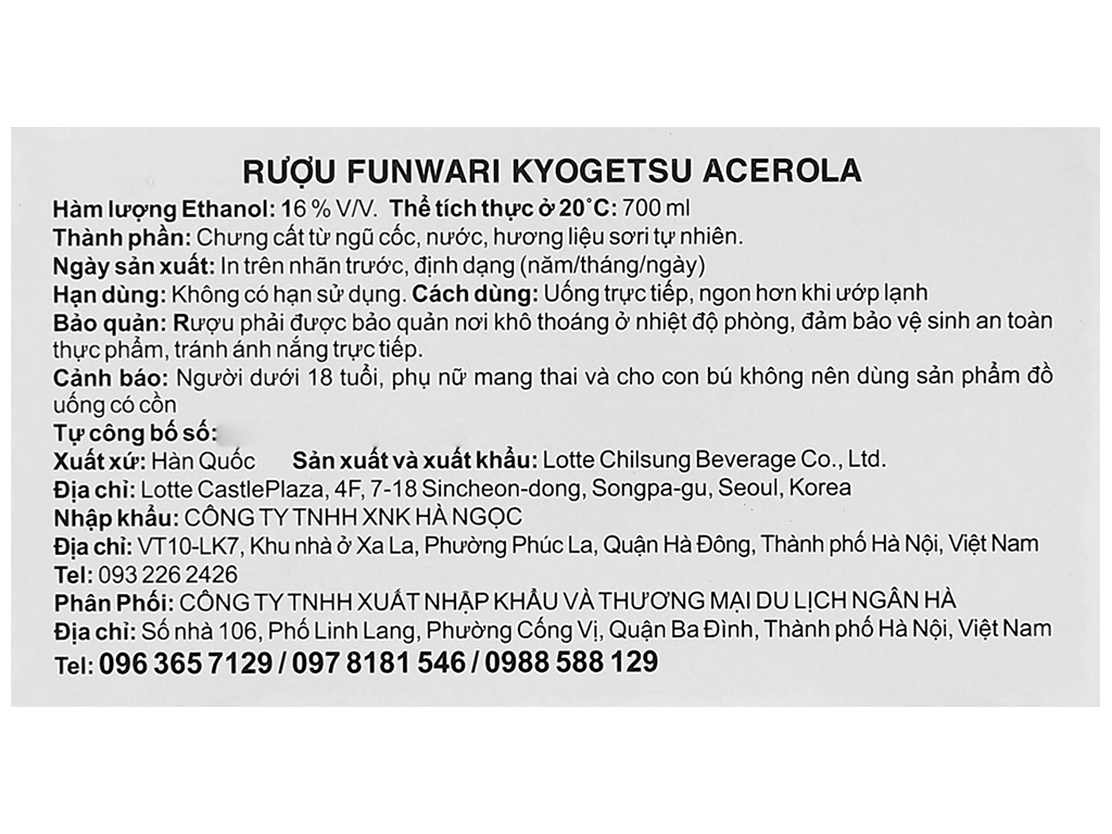 Rượu soju Funwari Kyogetsu Acerola sơ ri tại Bách hoá XANH