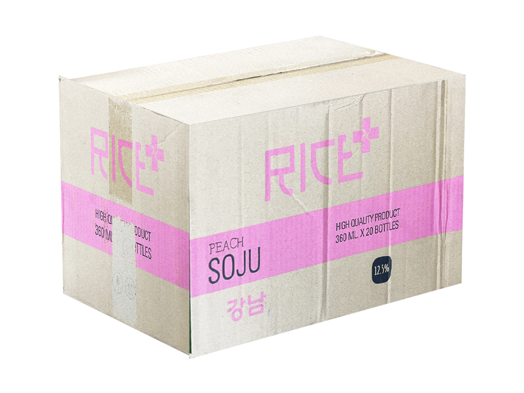 Thùng 20 chai rượu soju Rice+ đào 12.5% tại Bách hoá XANH