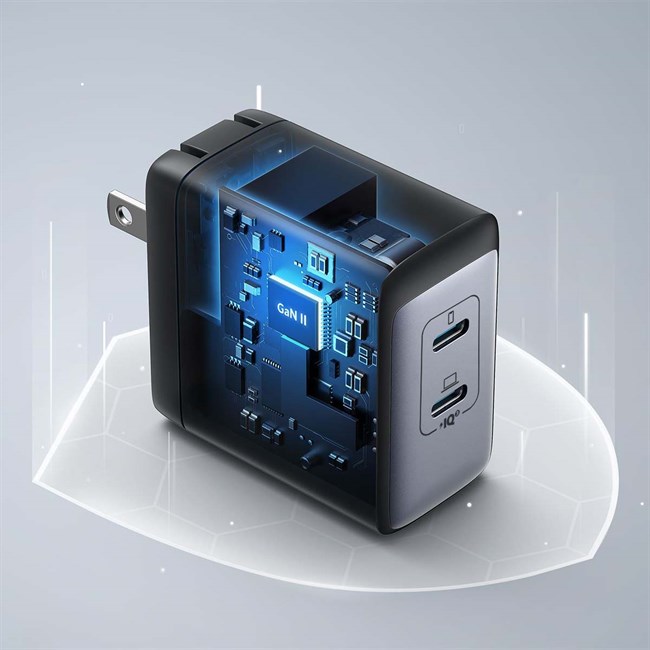 Adapter Sạc 2 cổng Type C PD PPS GaN II 65W Anker PowerPort III A2666