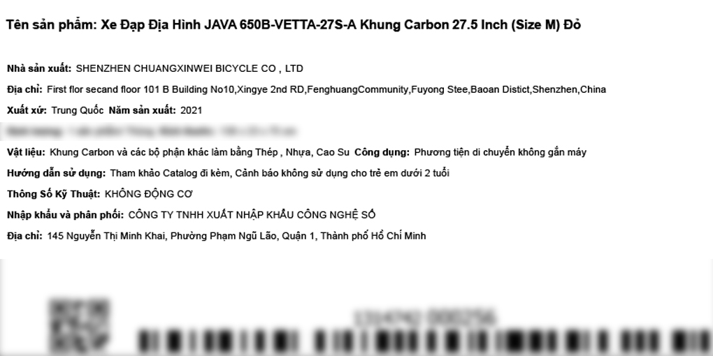 Xe đạp địa hình MTB Java 650B-VETTA-27S-A 27.5 inch Size M - chính hãng ...