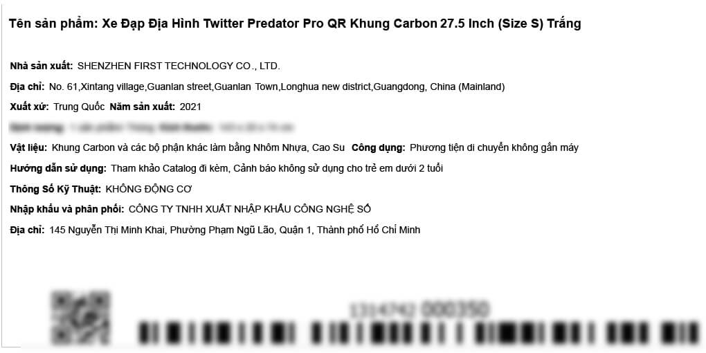 Xe đạp địa hình MTB Twitter Predator Pro QR 27.5 inch Size S - chính ...