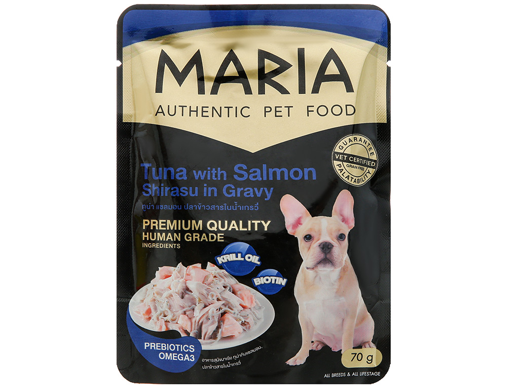 Pate cho chó MARIA cá ngừ, hồi, cá cơm gói 70g Bách Hoá XANH