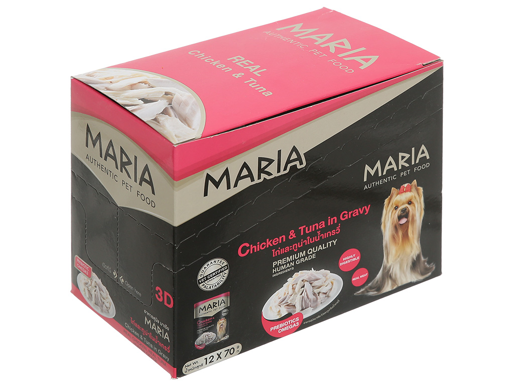 12 gói pate cho chó MARIA gà và cá ngừ 70g tại Bách Hoá XANH