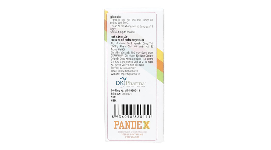 Dung dịch nhỏ mắt Pandex trị viêm kết mạc, viêm giác mạc lọ 5ml - 08/ ...