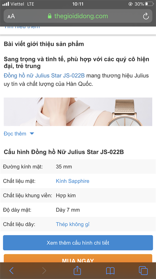 Đồng hồ Nữ Julius Star JS-022B giá rẻ chính hãng