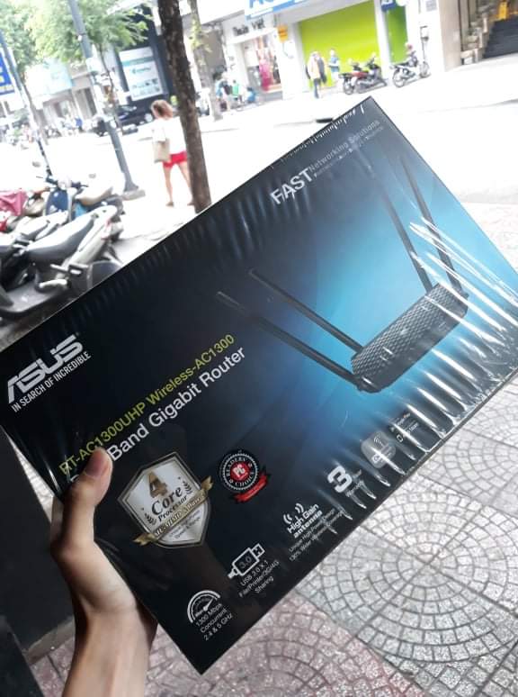 Router Wifi Chuẩn AC1300UHP Băng Tần Kép Asus AC1300 Đen