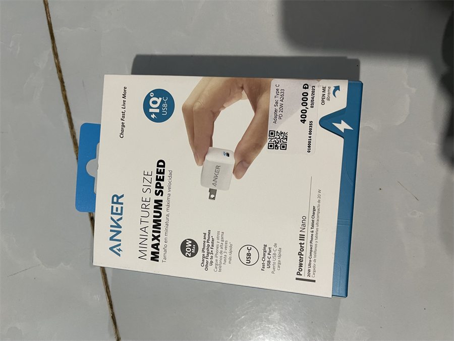 Adapter Sạc Type C PD 20W Anker PowerPort III Nano A2633 Trắng