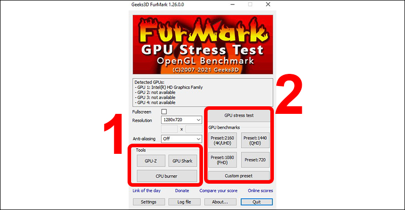 Download Furmark: Kiểm tra phần cứng máy tính, hiệu năng CPU