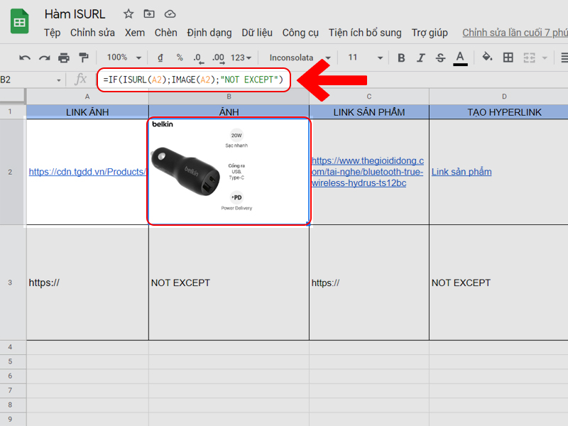 [Video] Cách sử dụng hàm ISURL trong Google Sheet kiểm tra địa chỉ web - Thegioididong.com