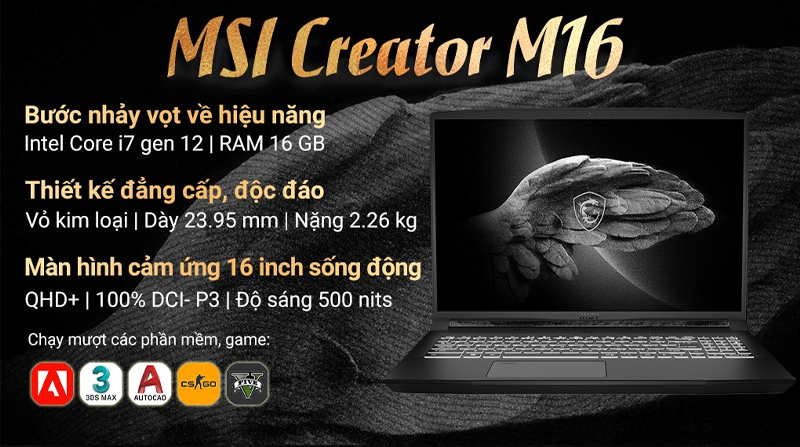 Đánh giá Laptop MSI Creator M16 2022, cấu hình mạnh, màn hình sắc nét - Thegioididong.com